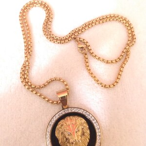 Stainless Steel Lion Diamond Chain Face Men Lion Necklace Gold - Etsy