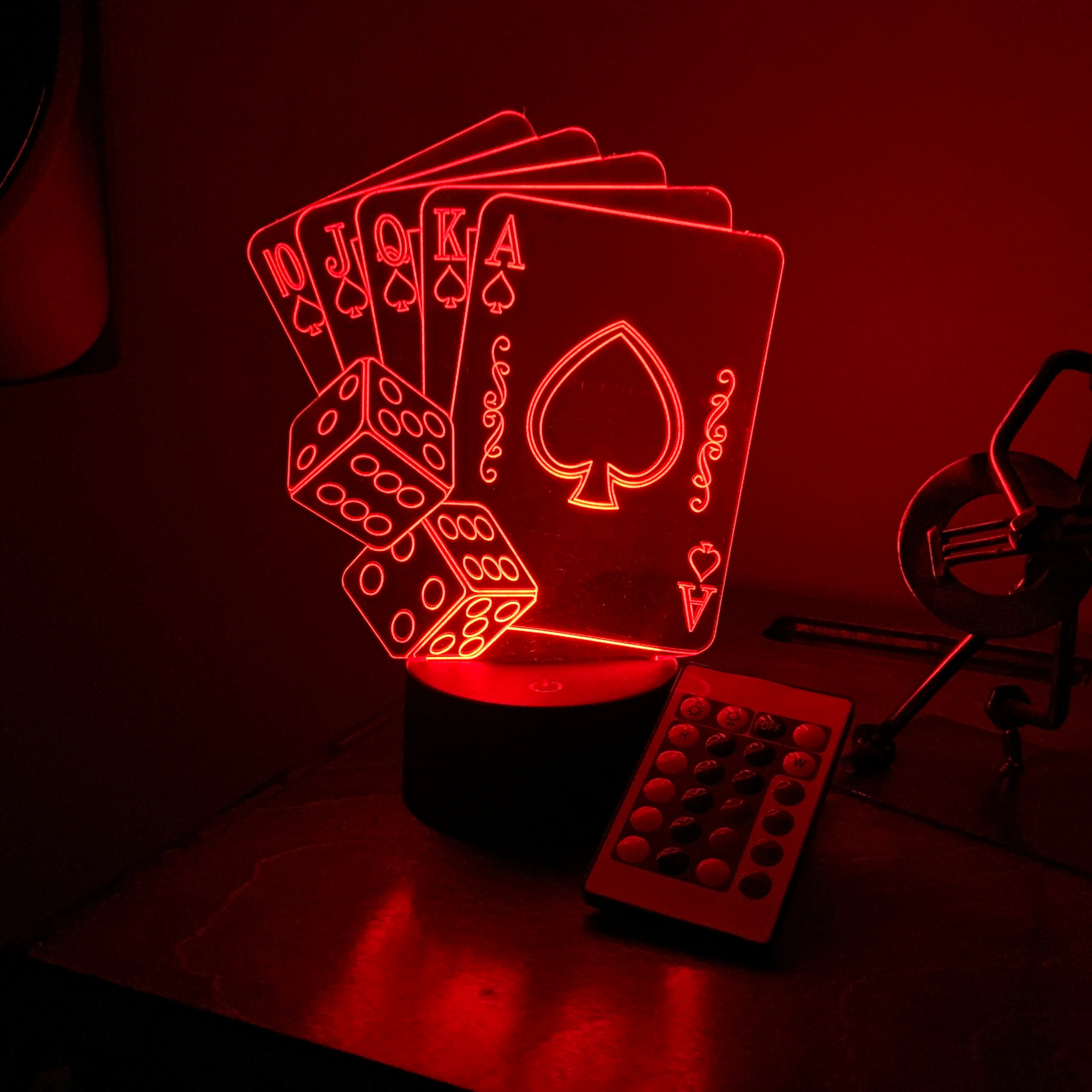 Playing Cards 3D Illusion Light Dice 3D LED Illusion Lamp | Etsy