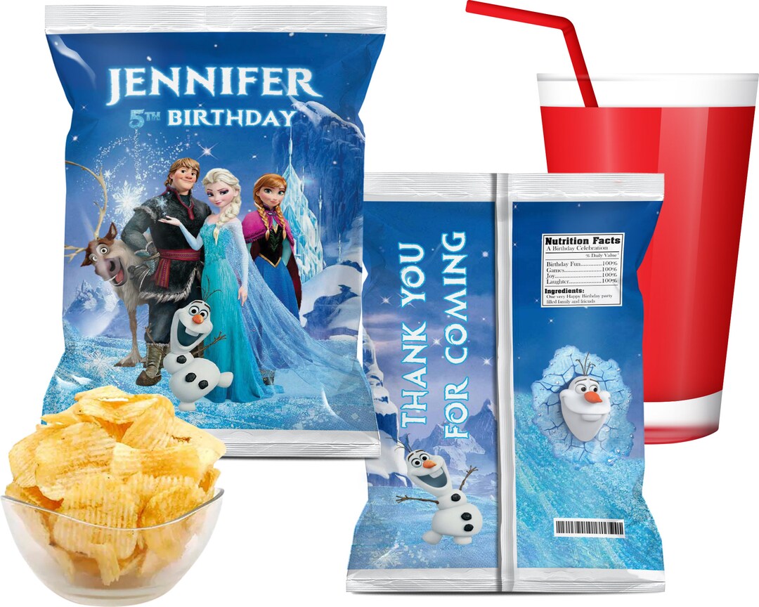 Frozen Chip Bag, Frozen Favor Bag, Frozen Birthday, Frozen Candy Bag ...