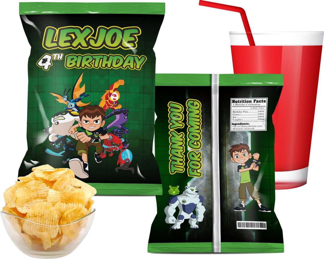 Ben 10 Chip Bag, Ben 10 Favor Bag, Ben 10 Birthday, Ben 10 Candy Bag ...
