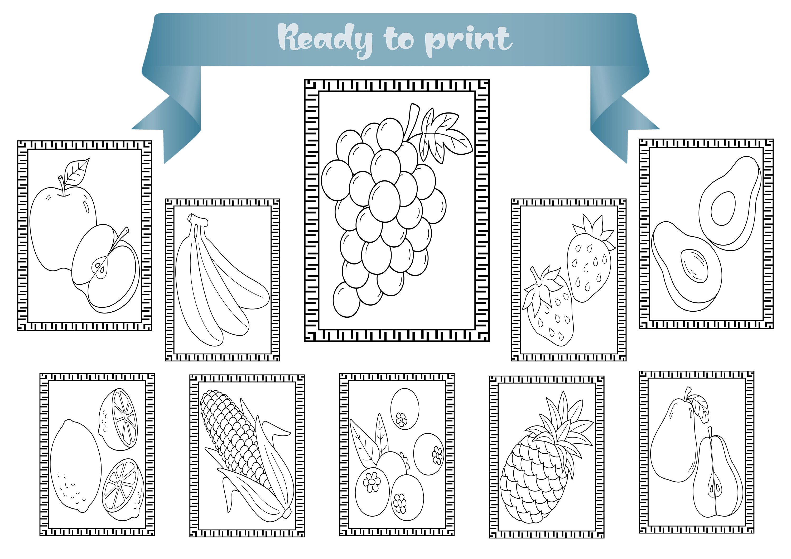 Fruits and Vegetables Coloring Pages, Kids Coloring Pages, Coloring ...