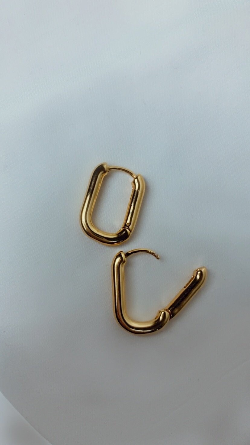14k Gold Filled Thick Rectangle Hoops - Etsy.de