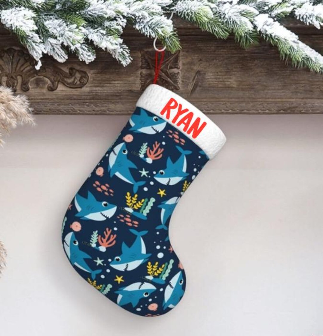 Personalized Shark Stockings Custom Stockings Shark Stockings for Kids ...