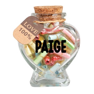 Personalized Heart Jar • Heart With Paper Capsules • Custom Heart Jar ...