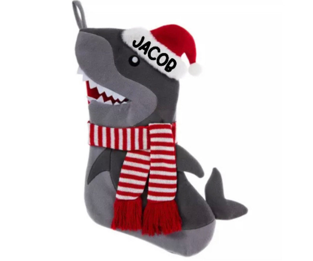 Personalized Shark Christmas Stocking Custom Stockings Shark Stocking ...