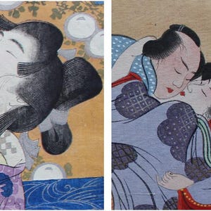 Ukiyoe UKIYOE Shunga SHUNGA Kimono 15+1 pieces:Kimono, Edo period ...