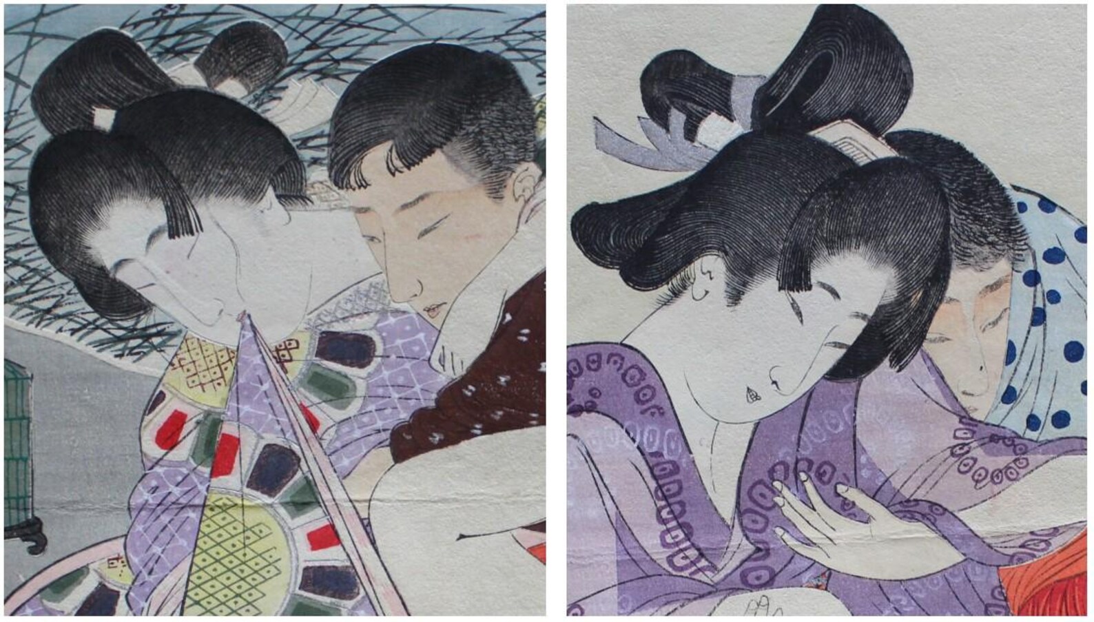 Ukiyoe UKIYOE Shunga SHUNGA Kimono 15+1 pieces:Kimono, Edo period ...