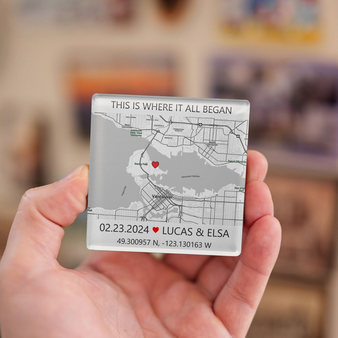 Where We Met Map Magnet, Couple Map Gift, Gift for Her, Gift for Him ...