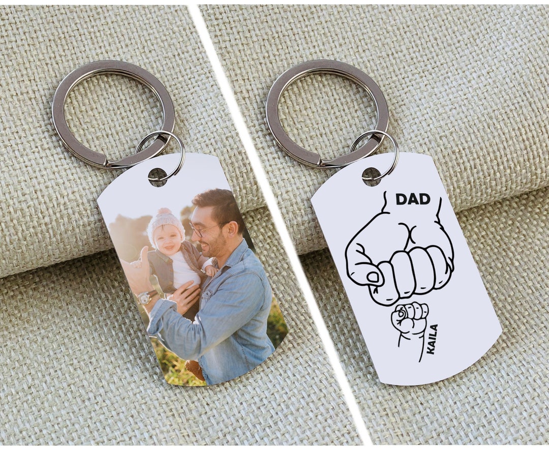 Family Fist Bump, Fathers Day Keychain, Photo Keychain, Father Daughter ...