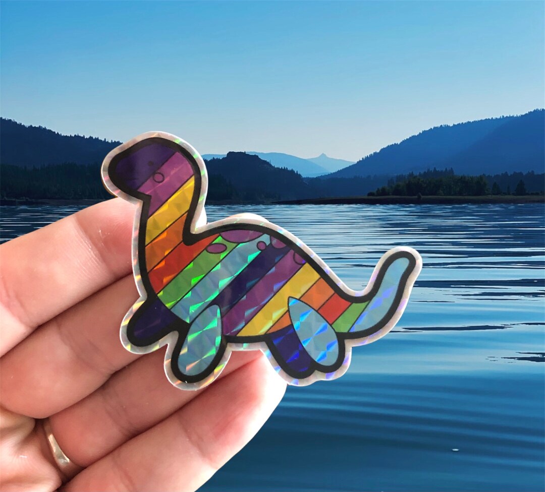 Prismatic Ness Vinyl Sticker / Die Cut Vinyl Sticker / Rainbow Nessie ...