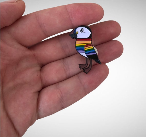 Rainbow Puffin Pin / Scottish / Enamel Pin / Badge / - Etsy