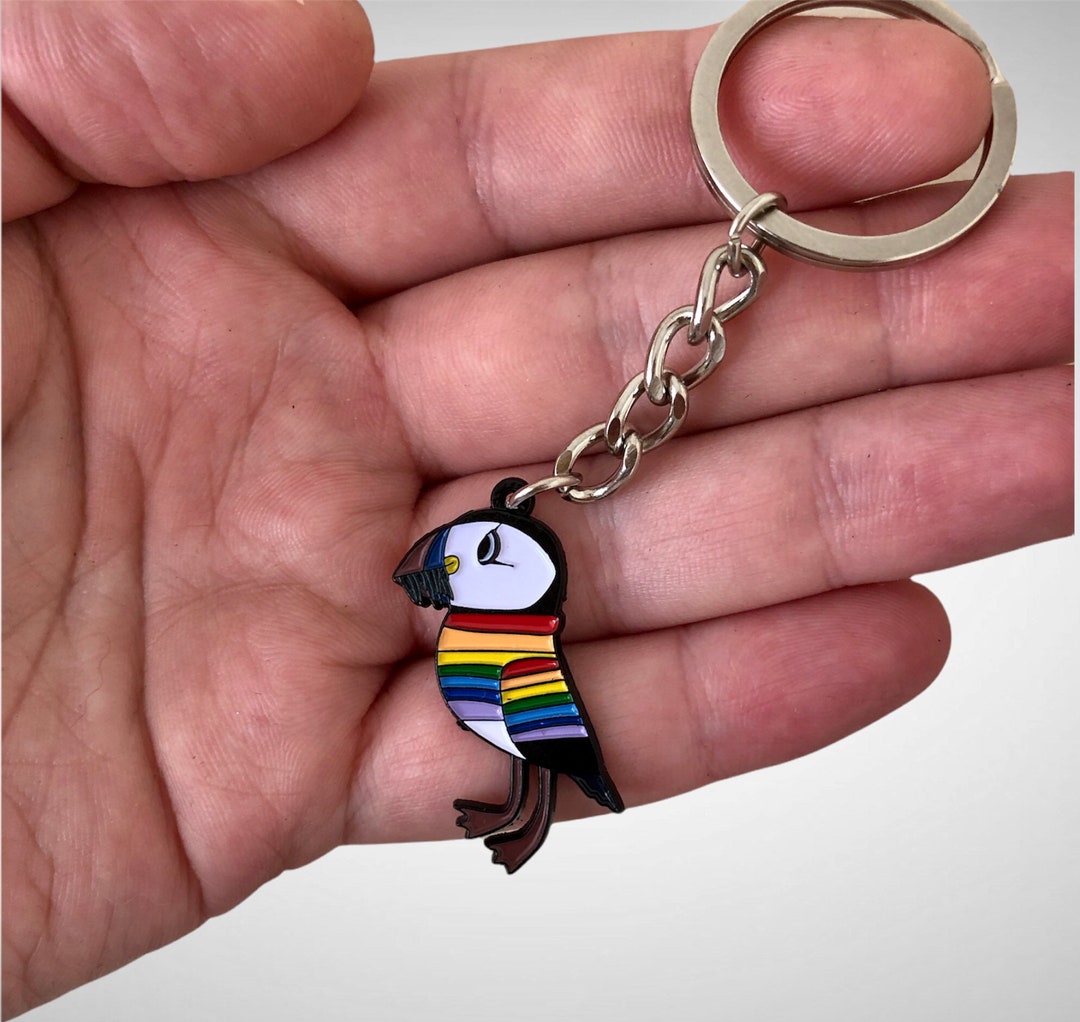 Rainbow Puffin Keyring / Keychain / Enamel - Etsy