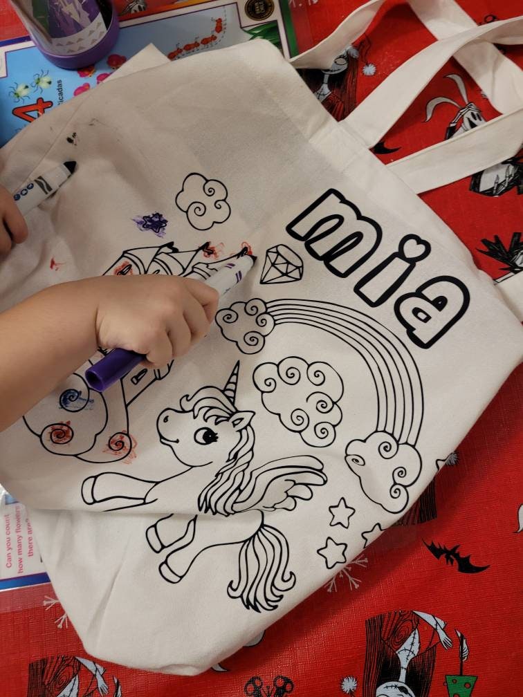 Color Your Own Tote Bag With Name - Etsy