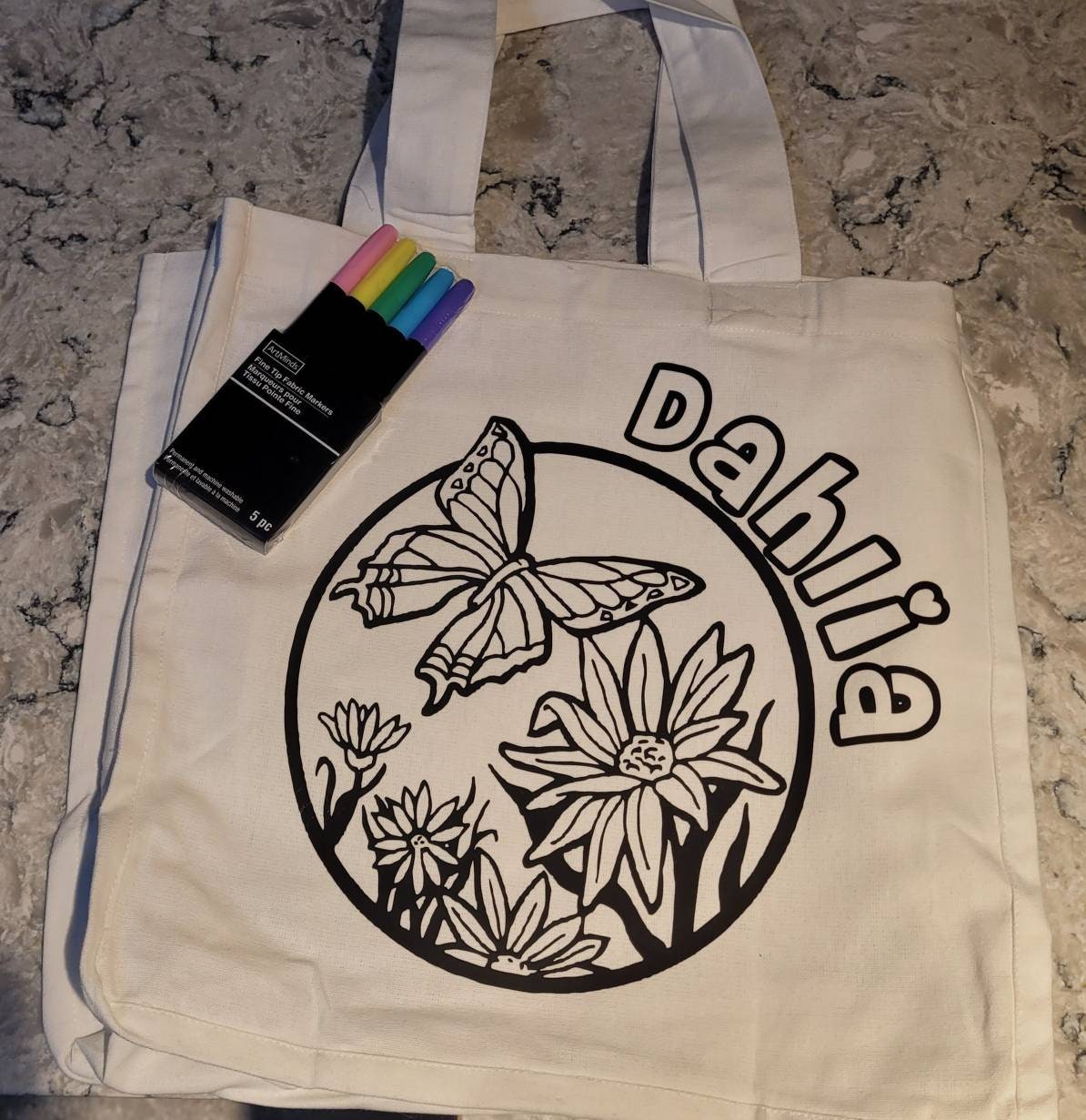 Color Your Own Tote Bag With Name - Etsy
