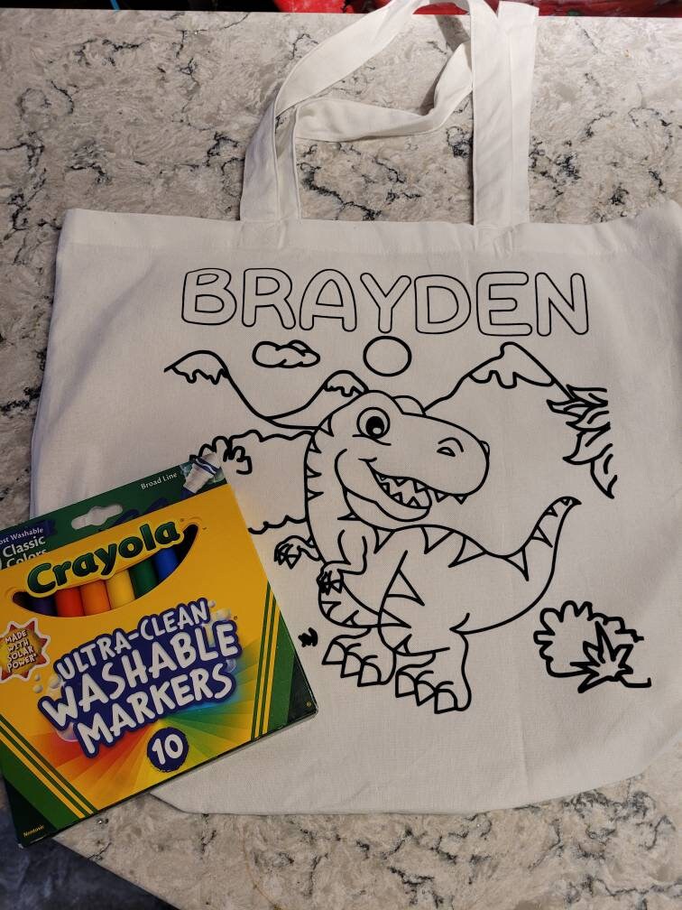 Color Your Own Tote Bag With Name - Etsy