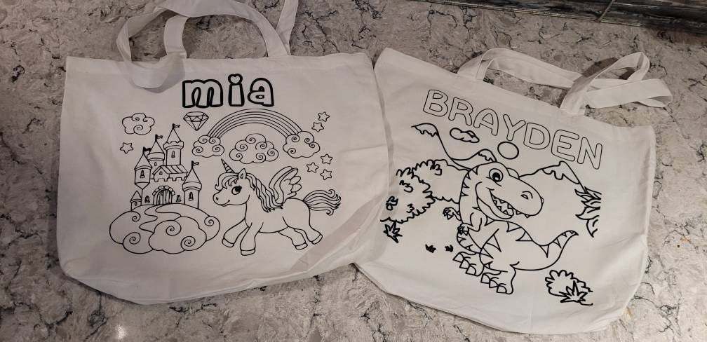 Color Your Own Tote Bag With Name - Etsy