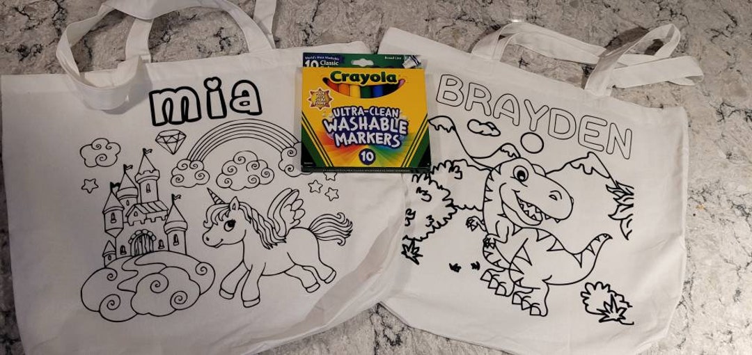 Color Your Own Tote Bag With Name - Etsy