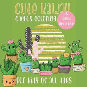 25 Cute Kawaii Cactus Coloring Pages: Fun Coloring Images for - Etsy