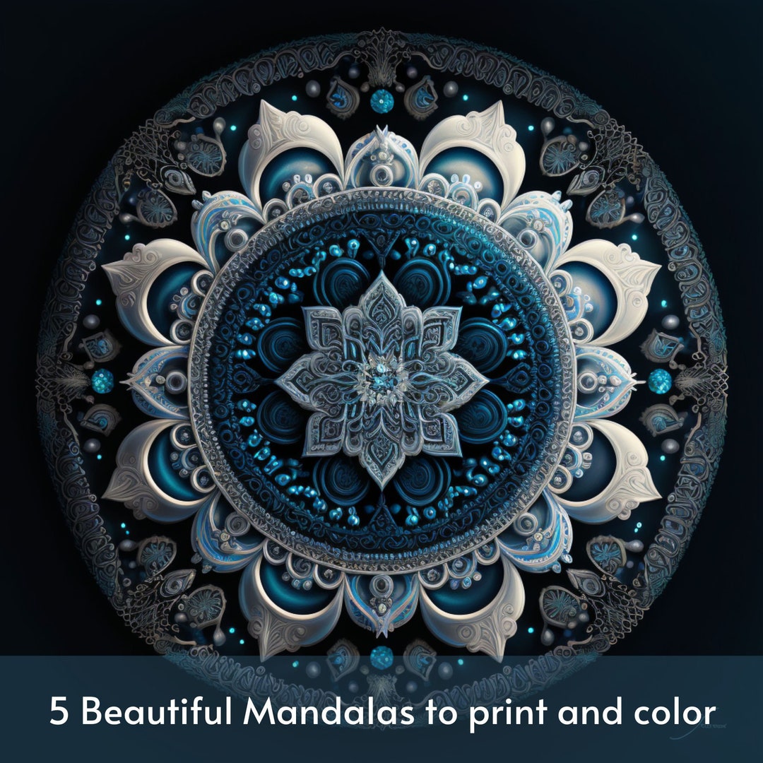 Beautiful Mandalas: Five Stunning Designs for Instant Download to Print ...