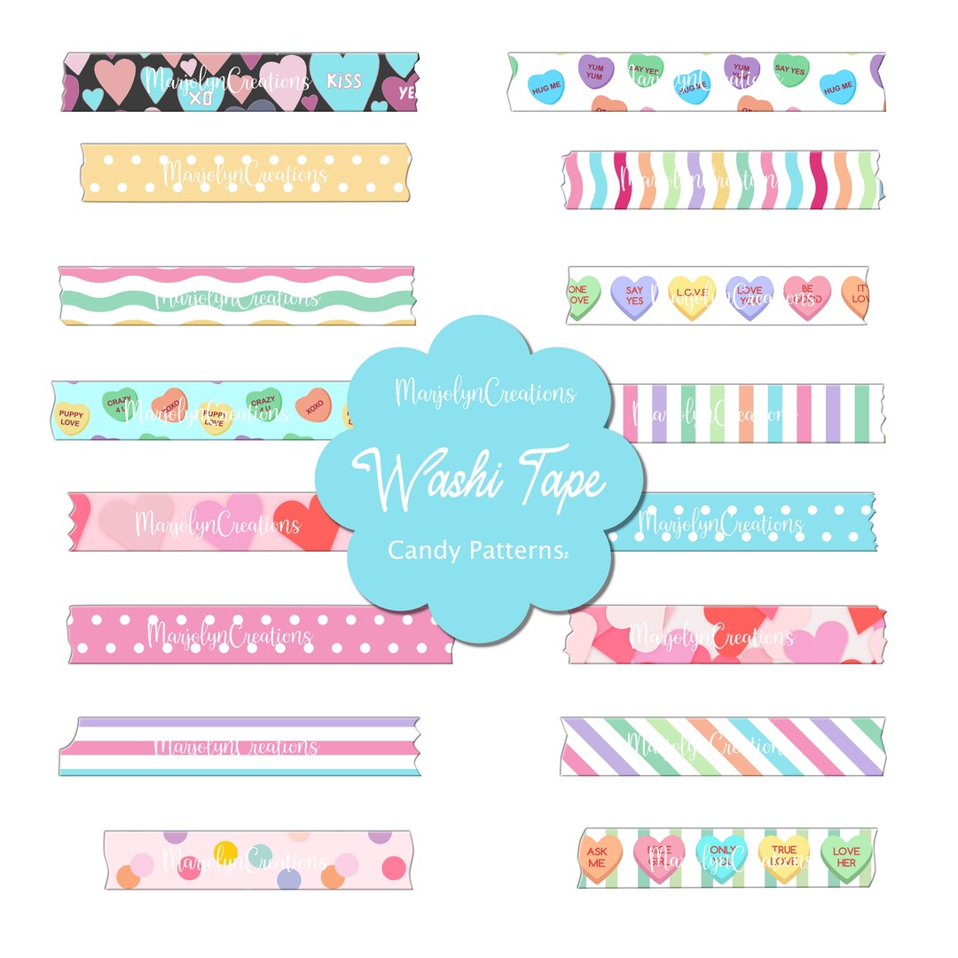 Digital Washi Tape Clipart, Candy Patterns for Digital Planners ...