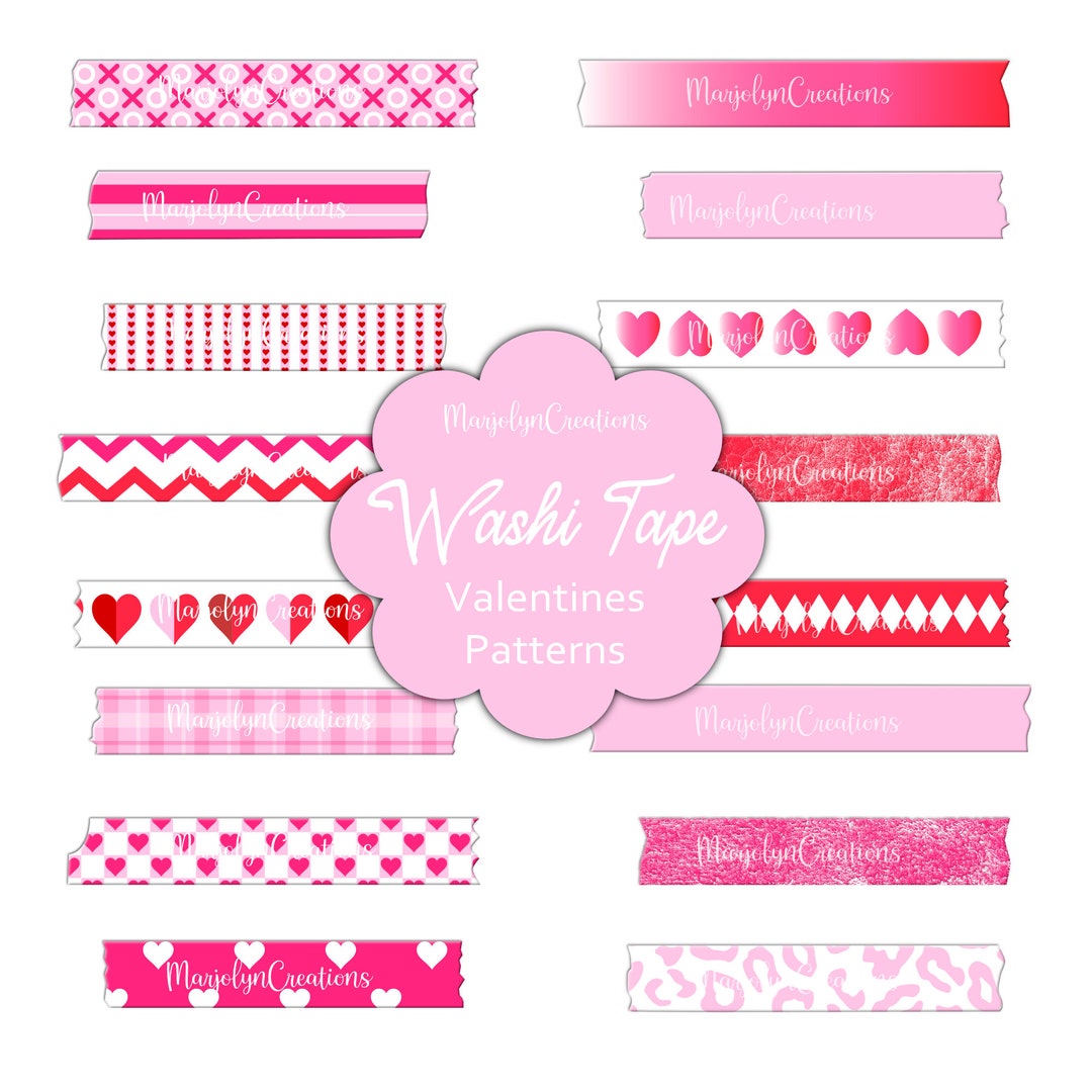 Digital Washi Tape Clipart, Valentine Patterns for Digital Planners ...