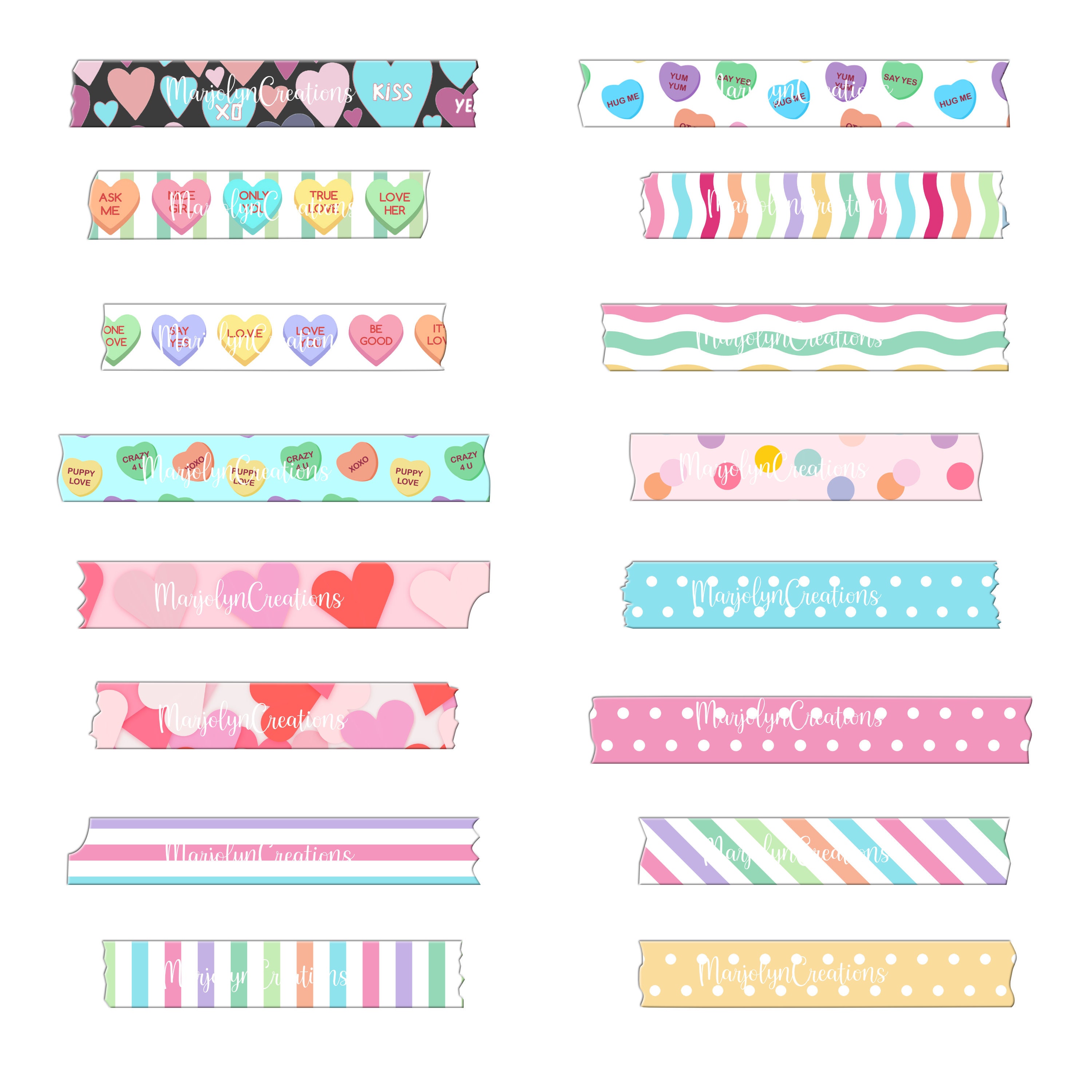 Digital Washi Tape Clipart, Candy Patterns for Digital Planners ...