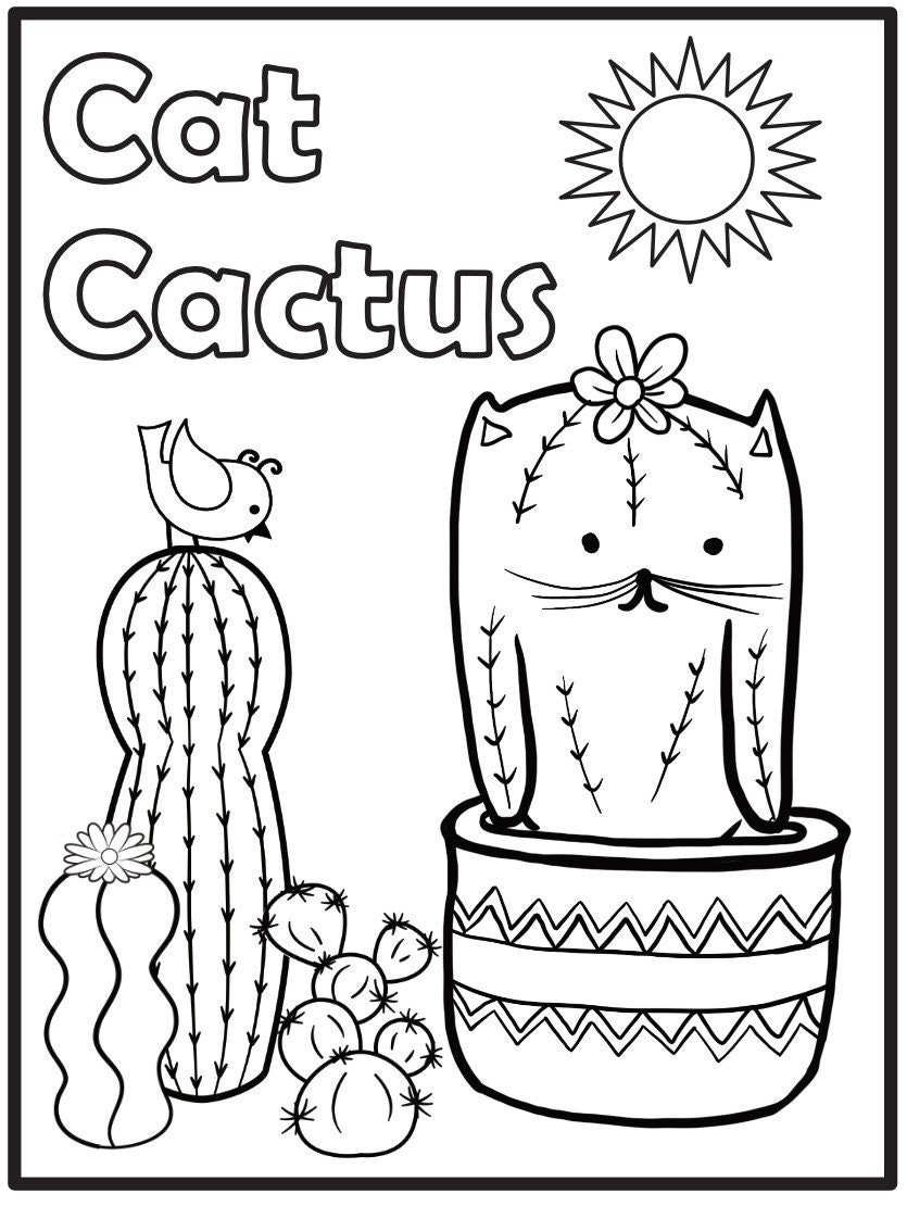25 Cute Kawaii Cactus Coloring Pages: Fun Coloring Images for Your ...