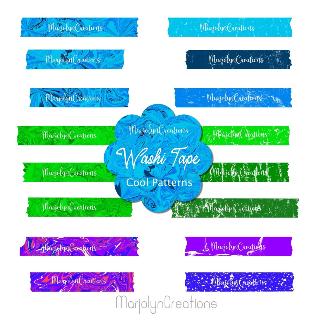 Digital Washitape _clipart_cool Colors and Patterns for Digital ...