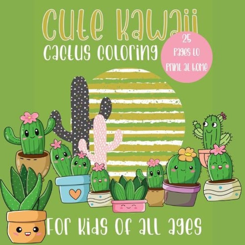 25 Cute Kawaii Cactus Coloring Pages: Fun Coloring Images for - Etsy