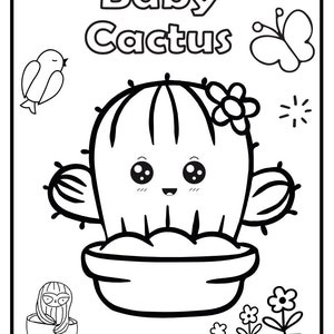 25 Cute Kawaii Cactus Coloring Pages: Fun Coloring Images for Your ...