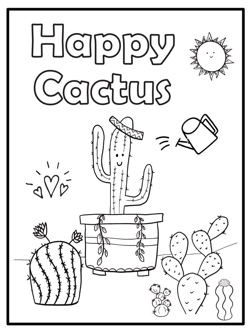 25 Cute Kawaii Cactus Coloring Pages: Fun Coloring Images for Your ...