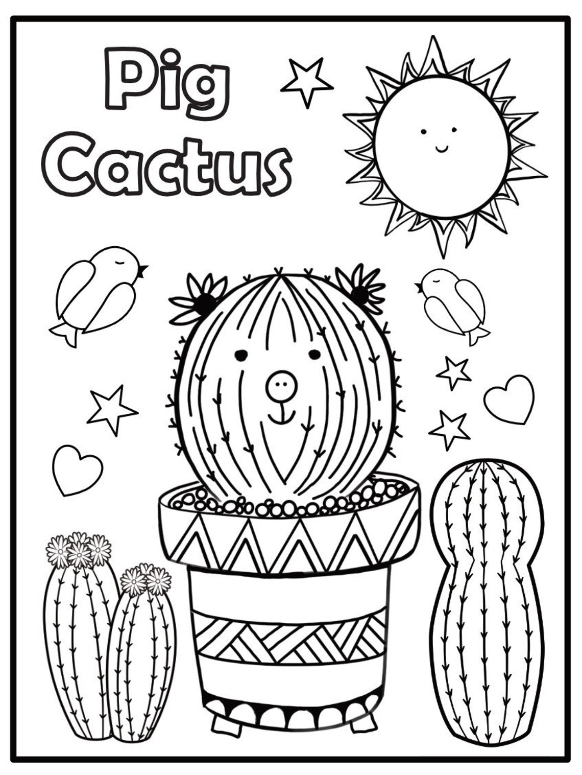 25 Cute Kawaii Cactus Coloring Pages: Fun Coloring Images for Your ...