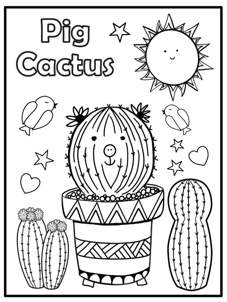 25 Cute Kawaii Cactus Coloring Pages: Fun Coloring Images for Your ...