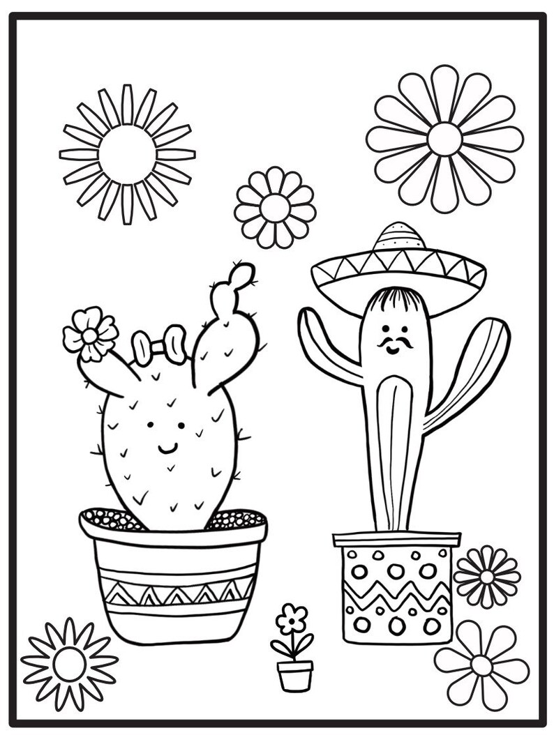 25 Cute Kawaii Cactus Coloring Pages: Fun Coloring Images for Your ...