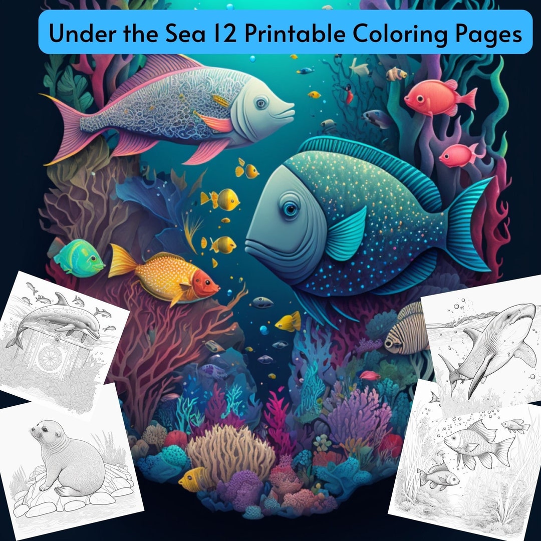 Under the Sea Printable Coloring Pages: Fish, Dolphins, Seals_instant ...
