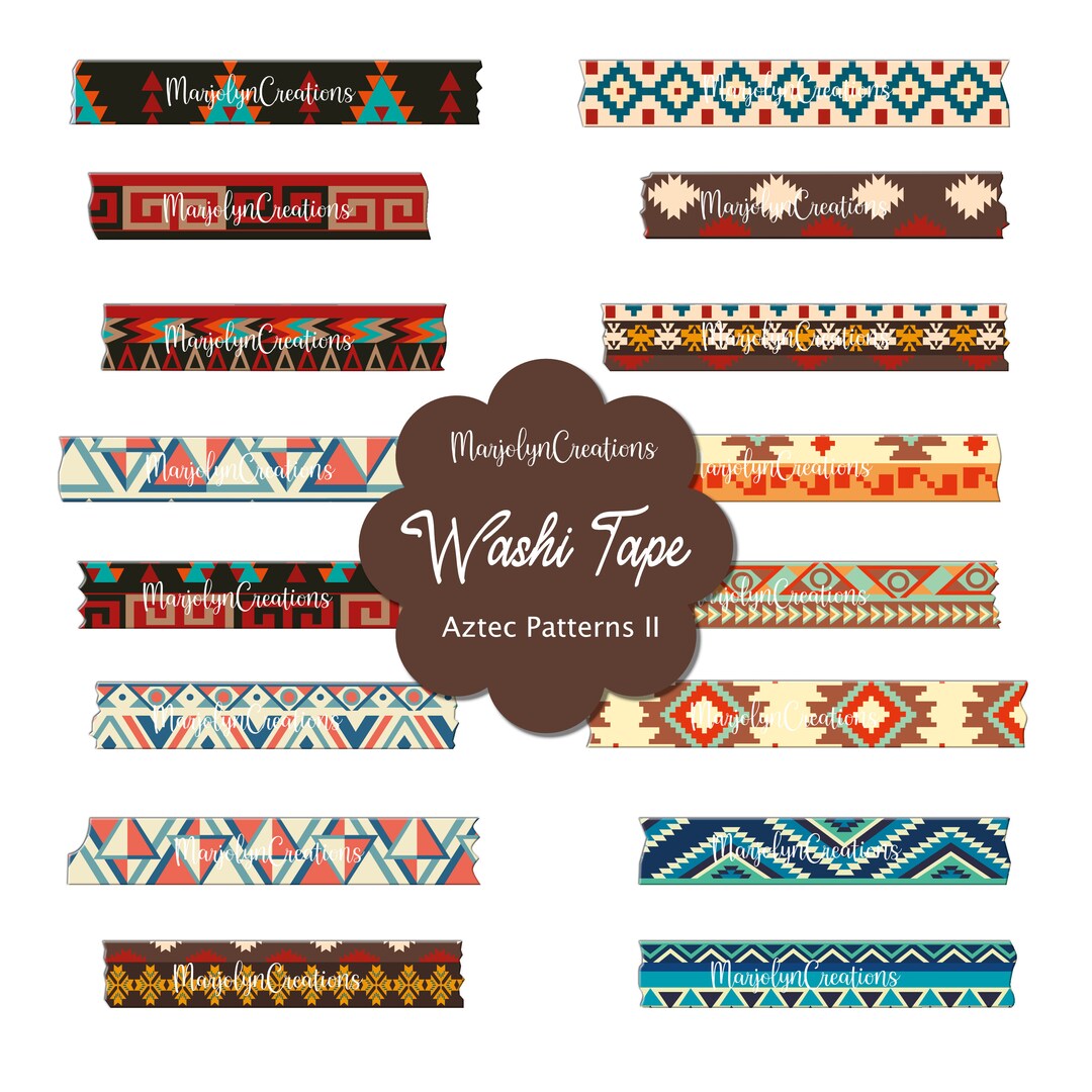 Digital Washi Tape Clipart, Aztec Patterns_ii for Digital Planners ...