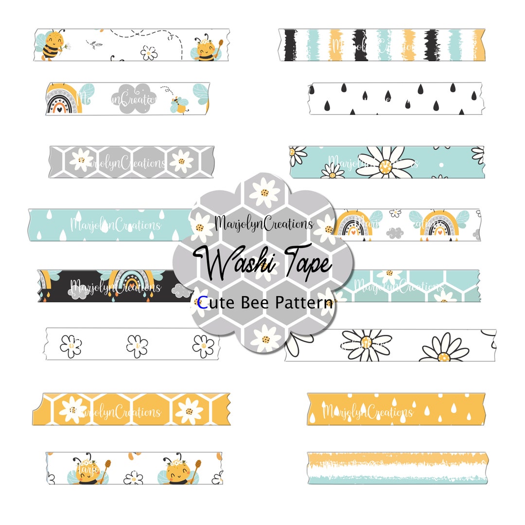 Digital Washitape _clipart_cute Bee Pattern for Digital Planners ...