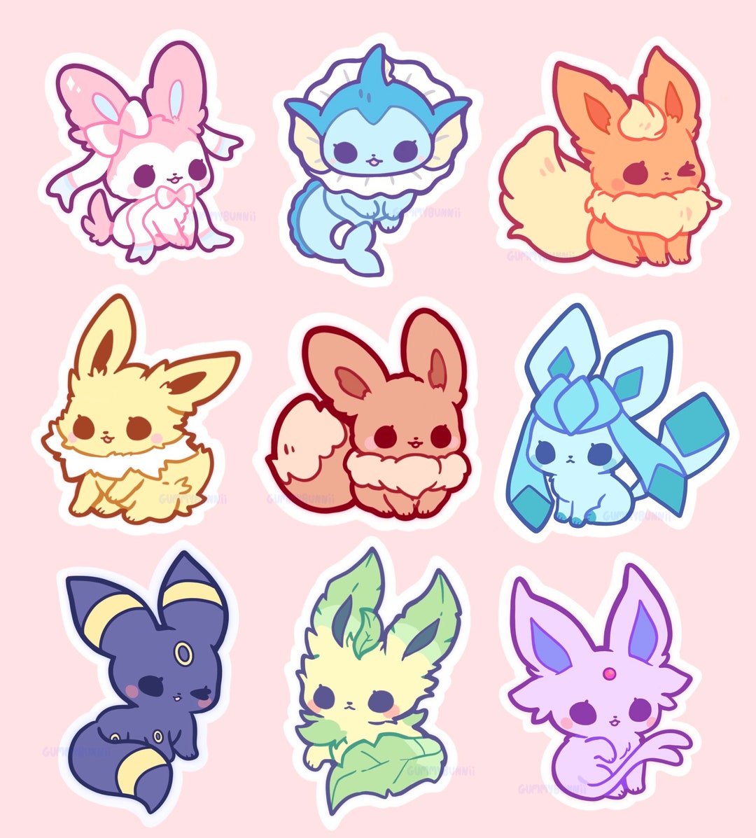 Kawaii Eeveelutions Vinyl Sticker Stickers Cute Decal Cut - Etsy