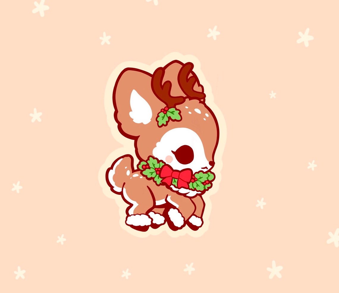 Holiday Mistletoe Reindeer Matte Vinyl Sticker - Stickers Christmas ...