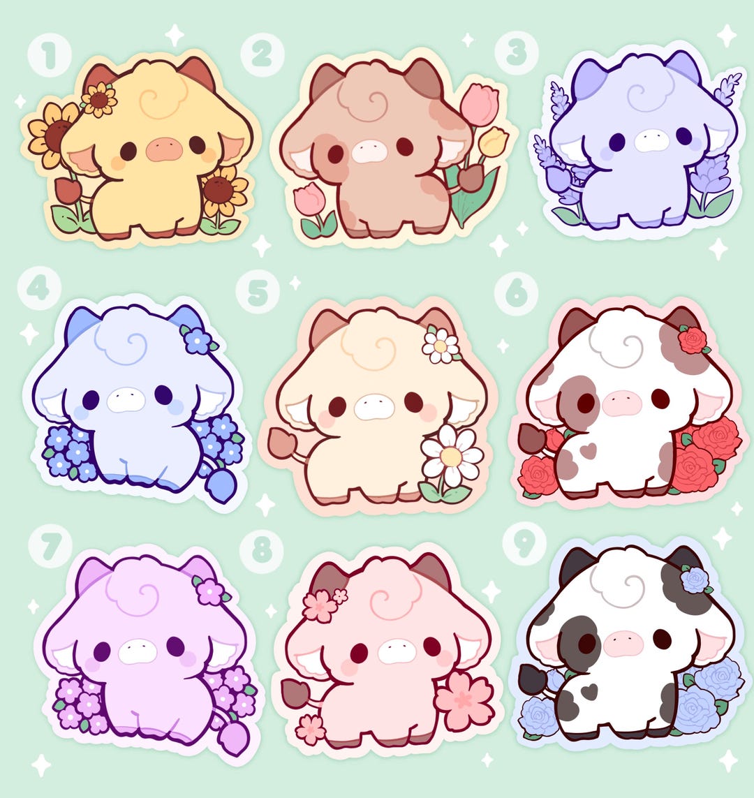 Floral Cows Vinyl Sticker- Stickers - Cute - Decal Cut - Florals Tulips ...
