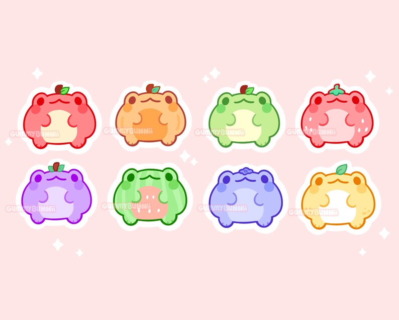 Fruit Frogs Sticker Set Frog Stickers Cute Decal Cut - Etsy