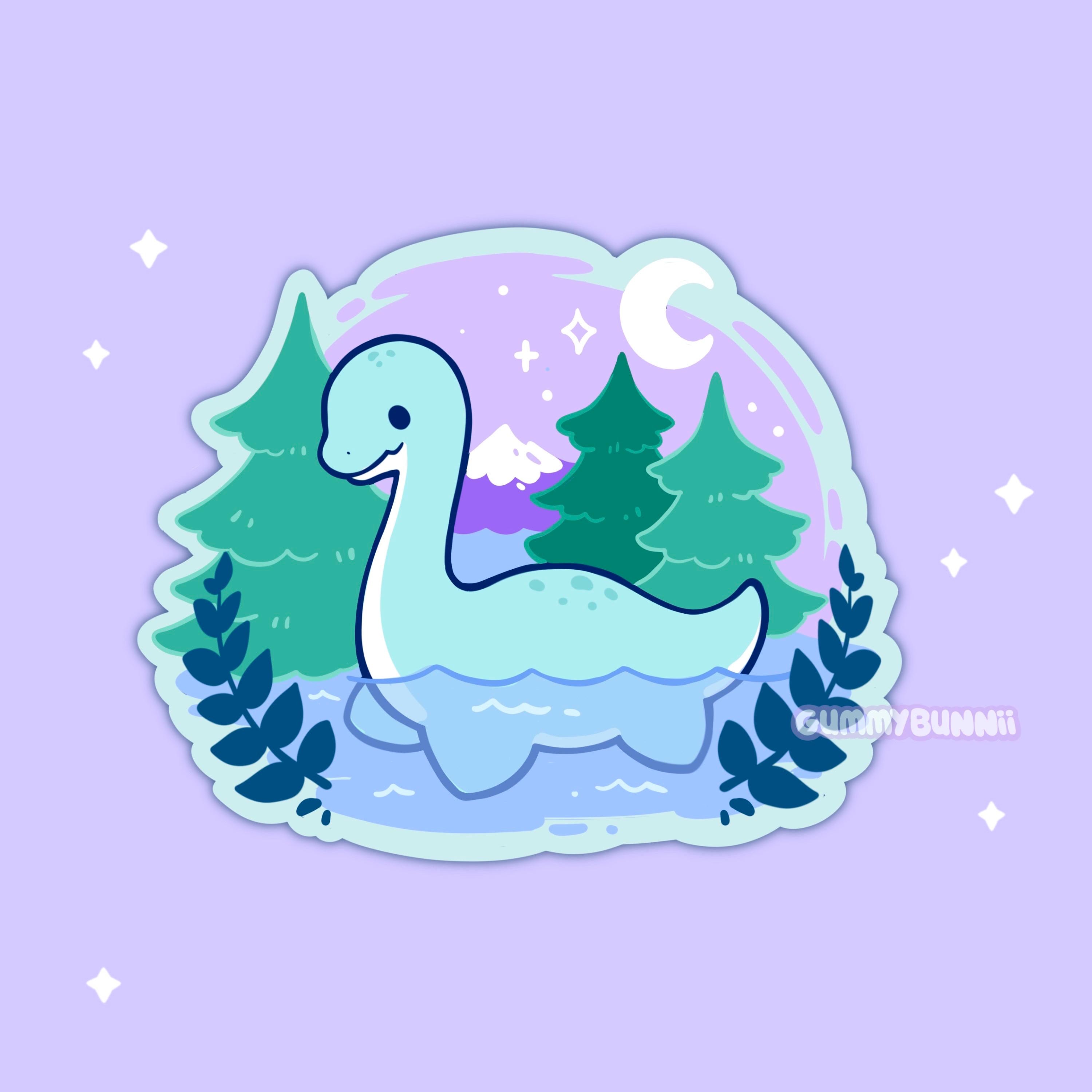 Cute Loch Ness Monster Sticker Nessie Vinyl Decal Matte Mythical ...