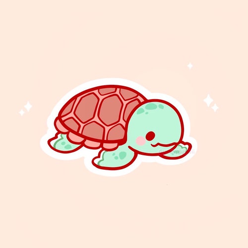 Kawaii Sea Turtle Matte Vinyl Sticker Stickers Cute - Etsy
