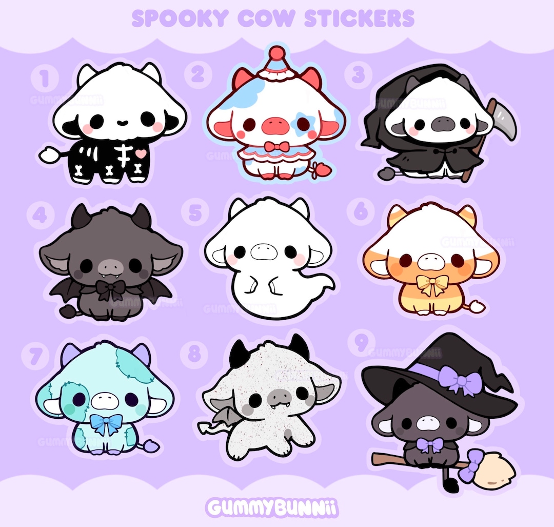 Spooky Cow Stickers Vinyl Sticker Stickers Cute Halloween Decal Fall ...