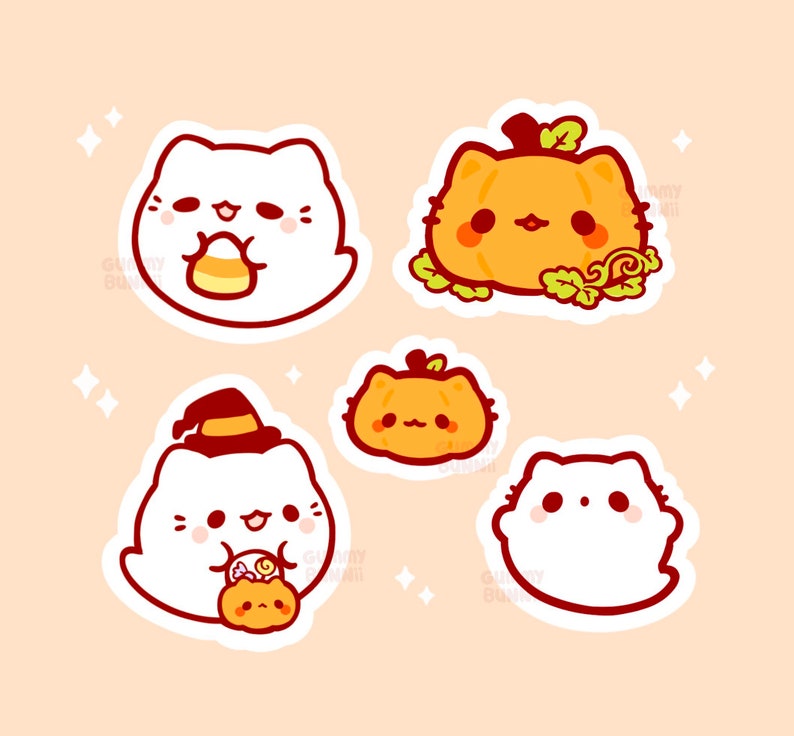 Halloween Kitty Sticker Set - Cat Stickers - Cute - Decal Cut - Etsy