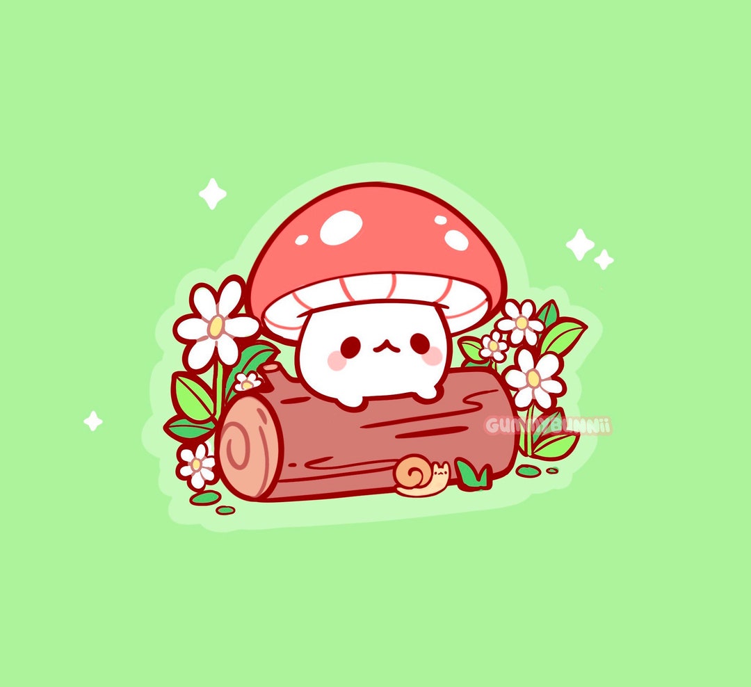 Mushroom Friend on a Log Sap Stickers Cute Decal Cut - Etsy Australia