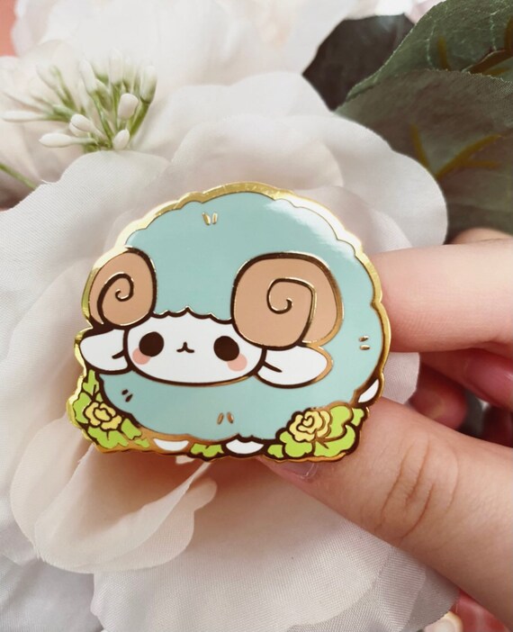 Floral Blue Sheep Enamel Pin 1.5 inch | Etsy