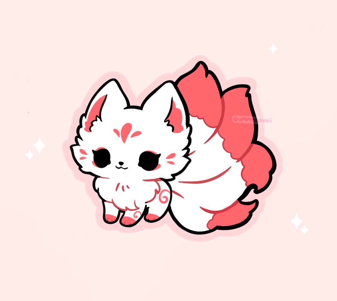 Kawaii Kitsune Fox Sticker - Stickers - Cute - Decal Cut - Etsy
