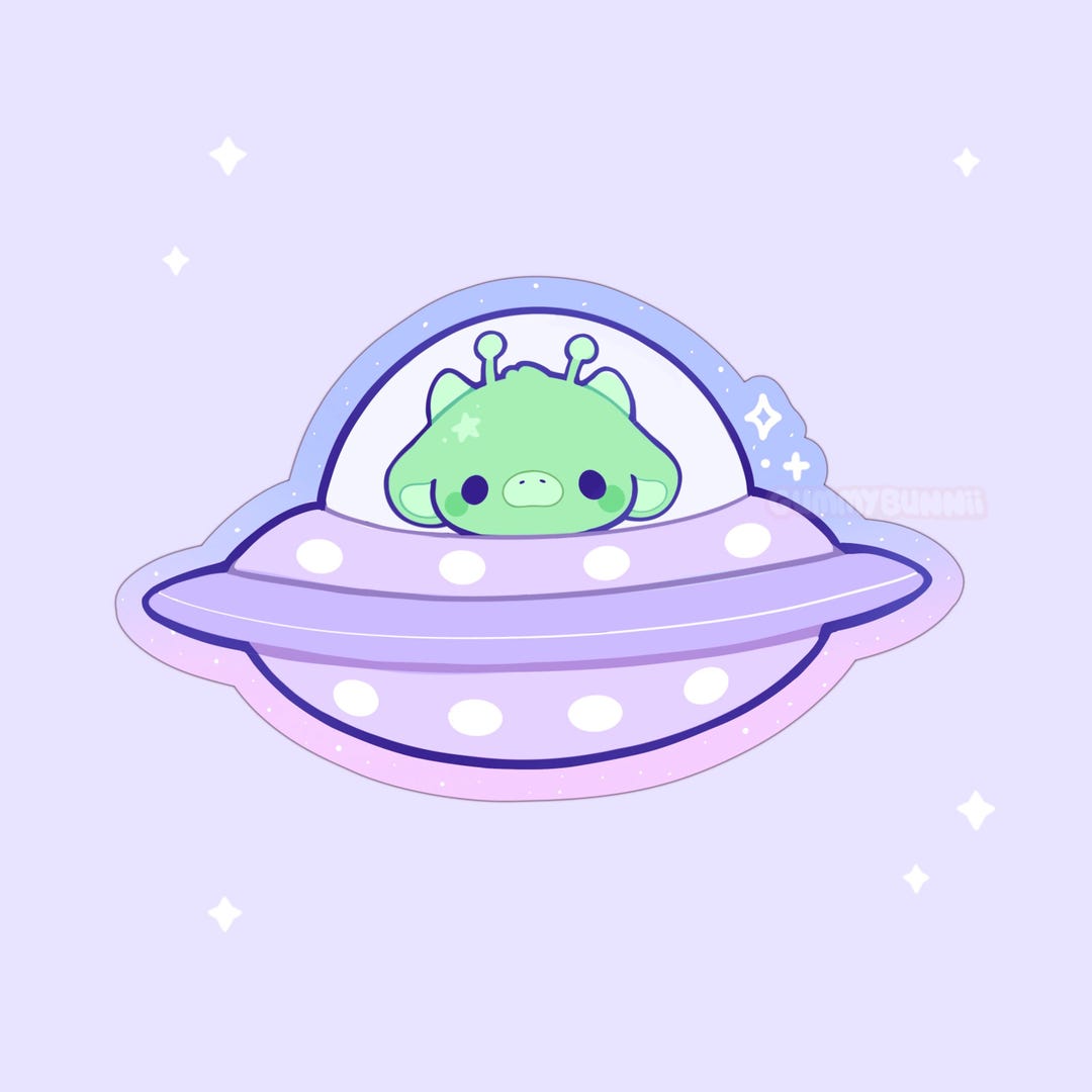 Alien Cow in UFO Sticker Matte Vinyl Cute Aliens Stickers - Etsy