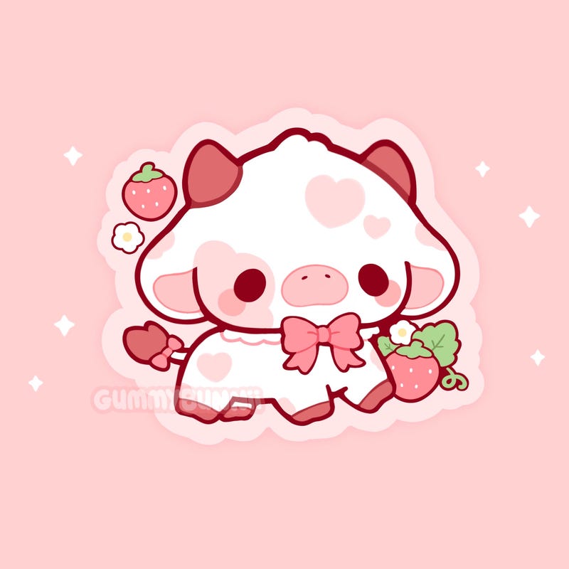 Kawaii Strawberry Cow - Etsy